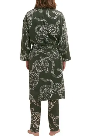 Desmond & Dempsey Print Cotton Terry Cloth Robe