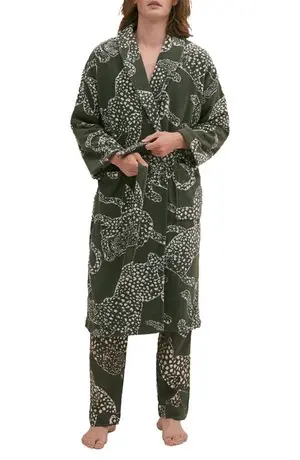 Desmond & Dempsey Print Cotton Terry Cloth Robe