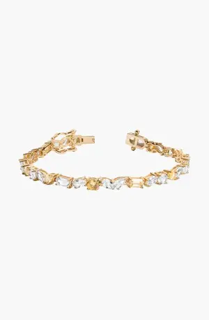 AURATE Lab Grown White Sapphire And Mixed Shape Tennis Bracelet - Canary