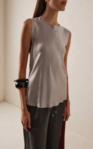 ALL THREE Carine Silk Tank - Light Grey