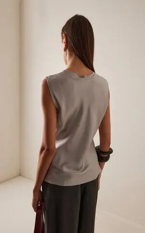 ALL THREE Carine Silk Tank - Light Grey