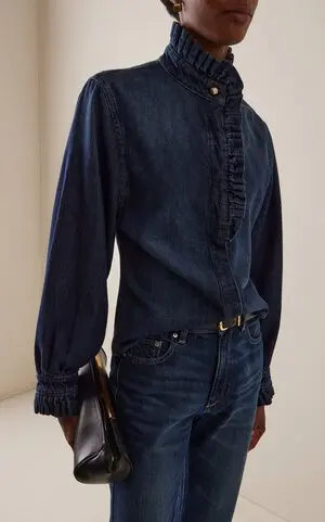DL1961 Dl Aura Ruffle Denim Shirt