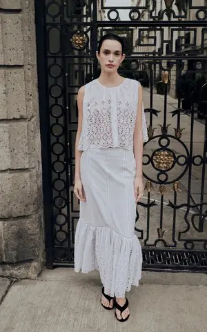 Merlette Dacere Cotton Eyelet Cropped Top