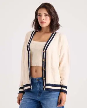 Volcom Boyfriend Cardigan With Y-neck And Patch Pockets