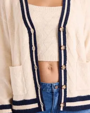 Volcom Boyfriend Cardigan With Y-neck And Patch Pockets