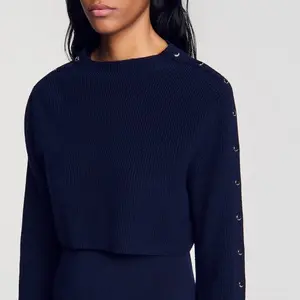 Sandro 2-in-1 Knit Maxi Dress - Navy Blue