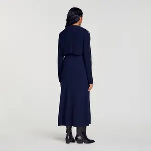 Sandro 2-in-1 Knit Maxi Dress - Navy Blue