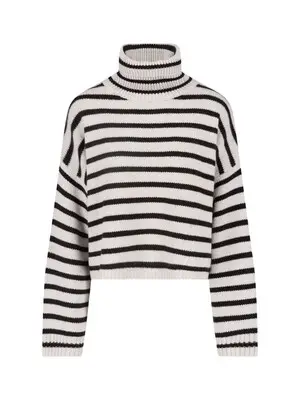 LISA YANG Cashmere Sweater With High Neck And Striped Pattern - Gray
