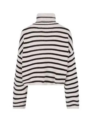 LISA YANG Cashmere Sweater With High Neck And Striped Pattern - Gray