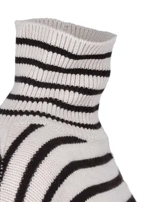 LISA YANG Cashmere Sweater With High Neck And Striped Pattern - Gray