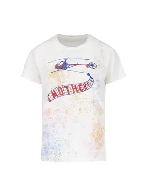 MOTHER Boxy Goodie Goodie" Printed Cotton T-shirt - White