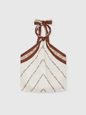 REISS Jayce Chain-print Halterneck Top