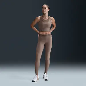 Nike Pro Mid-rise Full-length Mesh-paneled Leggings - Brown