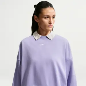 Nike Collection Essentials Oversized Fleece Crew Sweatshirt - Purple