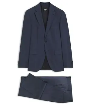 BOSS Two-piece Regular-fit Suit In Patterned Virgin Wool - Light Blue