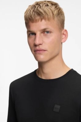 BOSS Long-sleeve Cotton T-shirt With Logo Patch