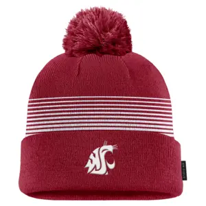 Nike Washington State Sideline Peak College Cuffed Pom Beanie - Red
