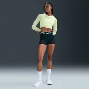 Nike Pro Mid-rise 3" Mesh-paneled Biker Shorts - Blue