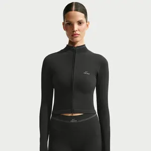 Nike Skims Ribbed Seamless Cropped Full-zip Jacket - Black