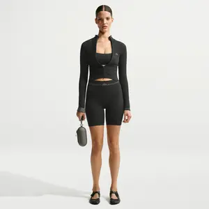 Nike Skims Ribbed Seamless Cropped Full-zip Jacket