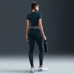 Nike Pro Mid-rise Full-length Mesh-paneled Leggings