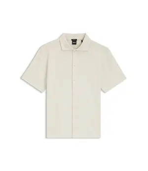 BOSS Button-through Polo Shirt In Mercerized Cotton