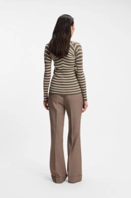 BOSS Buttoned Cardigan In Striped Merino Wool