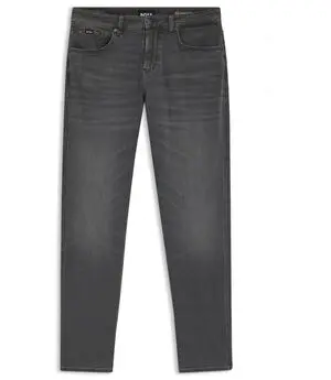 BOSS Maine Regular-fit Jeans In Black Stretch Denim - Dark Grey
