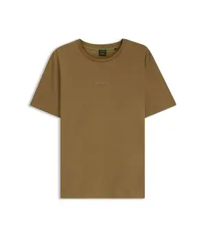 BOSS Porsche X Mercerized-cotton T-shirt With Glossy Logo - Brown