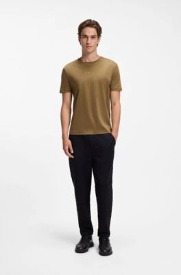 BOSS Porsche X Mercerized-cotton T-shirt With Glossy Logo - Brown