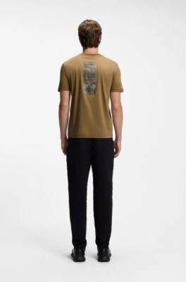BOSS Porsche X Mercerized-cotton T-shirt With Glossy Logo - Brown