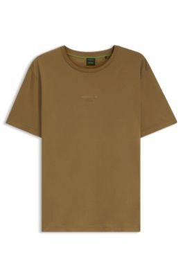 BOSS Porsche X Mercerized-cotton T-shirt With Glossy Logo - Brown