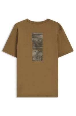 BOSS Porsche X Mercerized-cotton T-shirt With Glossy Logo - Brown