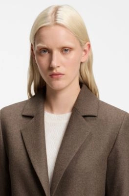 Hugo Relaxed Fit Long Formal Coat With Monogram Rivet