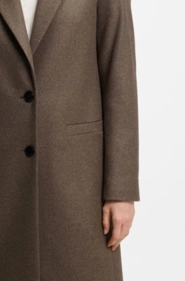 Hugo Relaxed Fit Long Formal Coat With Monogram Rivet