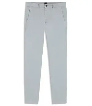 BOSS Slim-fit Pants In Overdyed Stretch Satin - Light Grey