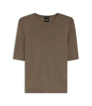 BOSS Slim-fit Short-sleeved Sweater In Superfine Merino Wool