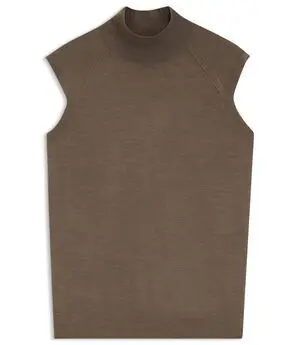 BOSS Sleeveless Mock-neck Sweater In Merino Wool