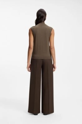 BOSS Sleeveless Mock-neck Sweater In Merino Wool