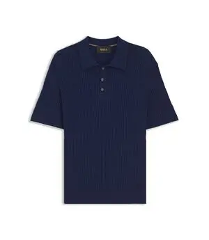 BOSS Cable-knit Polo Sweater In Cotton And Cashmere