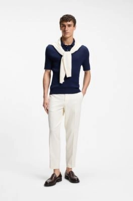 BOSS Cable-knit Polo Sweater In Cotton And Cashmere