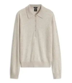 BOSS BOSS Pure Cashmere Polo Sweater Beige