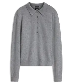 BOSS BOSS Pure Cashmere Polo Sweater Light Grey