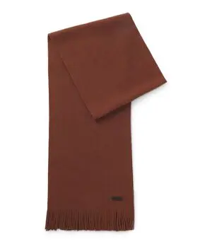 BOSS Knit Scarf In Virgin Wool With Logo Detail - Brown