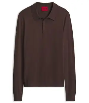 Hugo Slim-fit Knit Polo With Reverse Logo