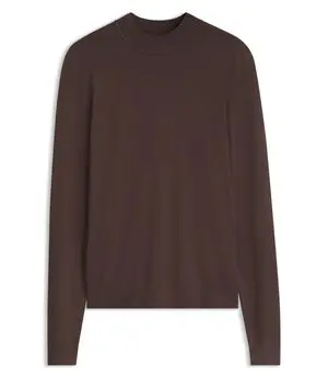 Hugo High-neck Slim-fit Sweater With Logo Detail - Brown