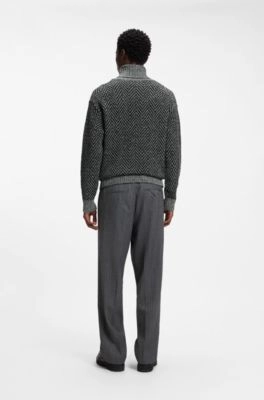 Hugo Relaxed-fit Turtleneck Sweater With Herringbone Knit