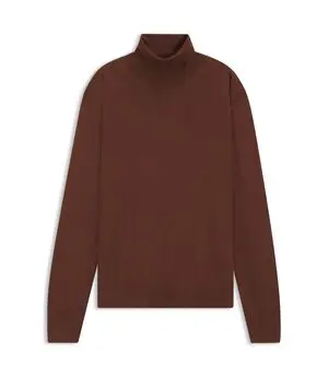 BOSS Turtleneck Sweater In Extra-fine Merino Wool - Brown