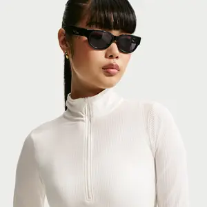 Nike Nike Sportswear Chill Knit Quarter-Zip Ribbed Long-Sleeve Top White