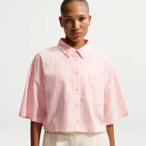 Nike Chill Poplin Oversized Striped Shirt - Orange